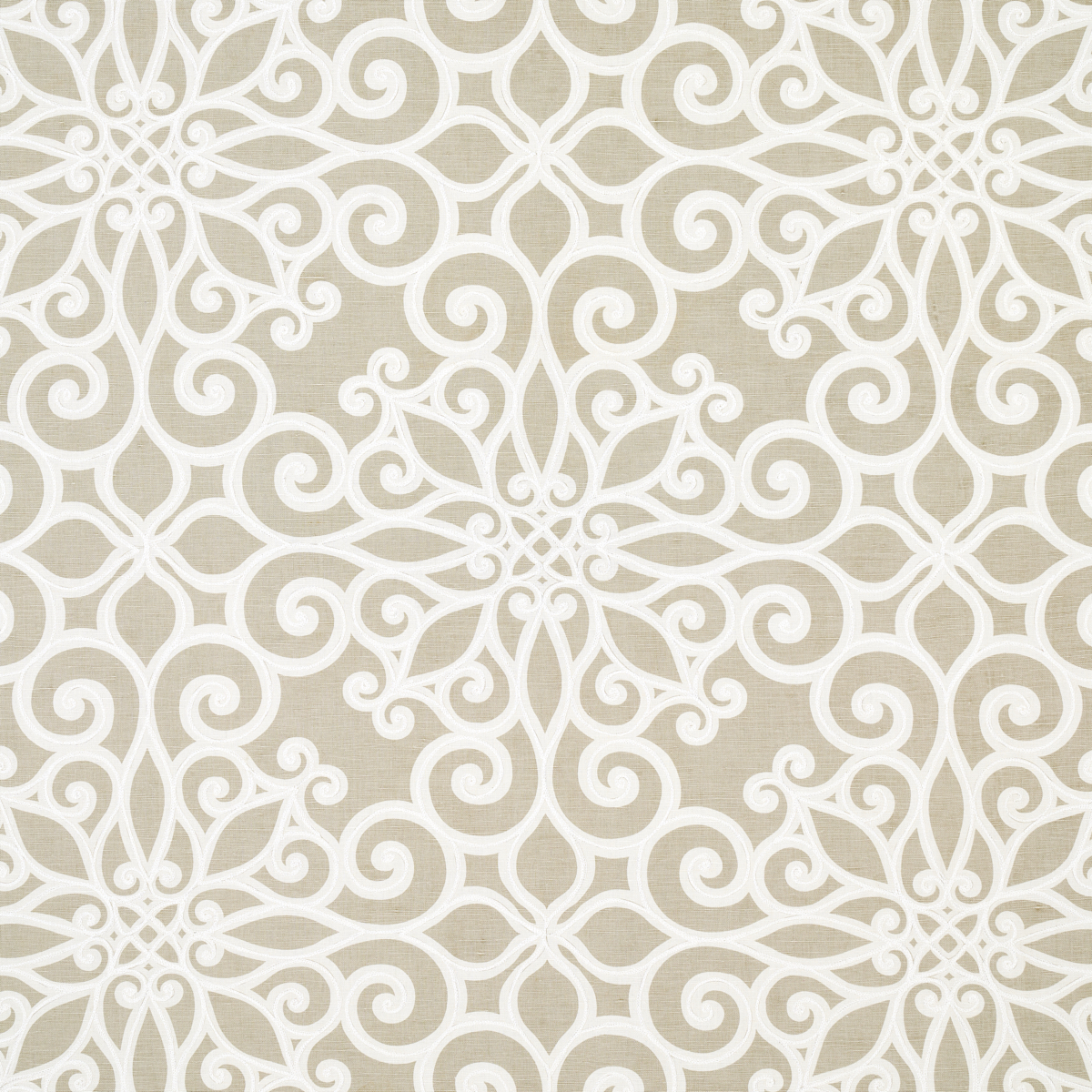 Rosegate Embroidered Print - Pumice Fabrics | Schumacher