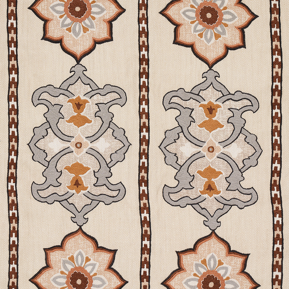 Temara Hand Embroidered Print - Natural Fabrics | Schumacher