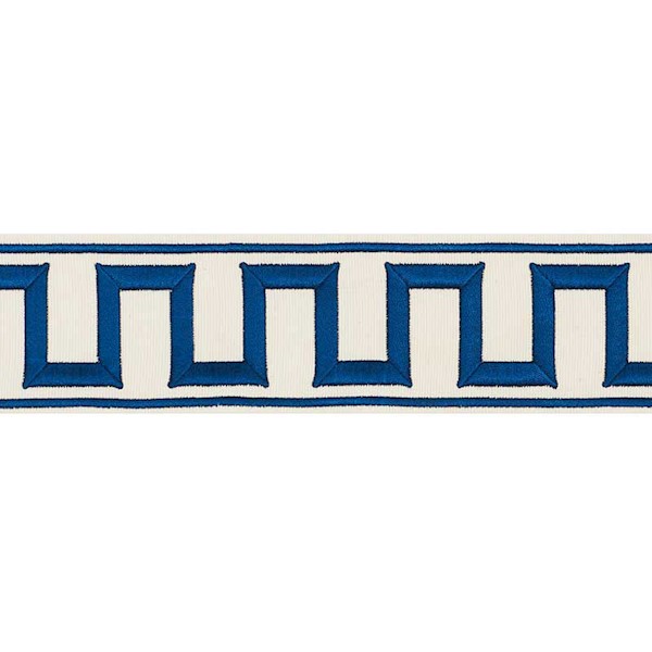 Greek Key Embroidered Tape - Blue Trims | Schumacher