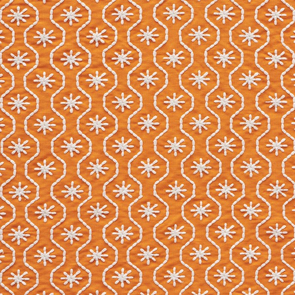 Gigi Embroidery - Orange Fabrics | Schumacher