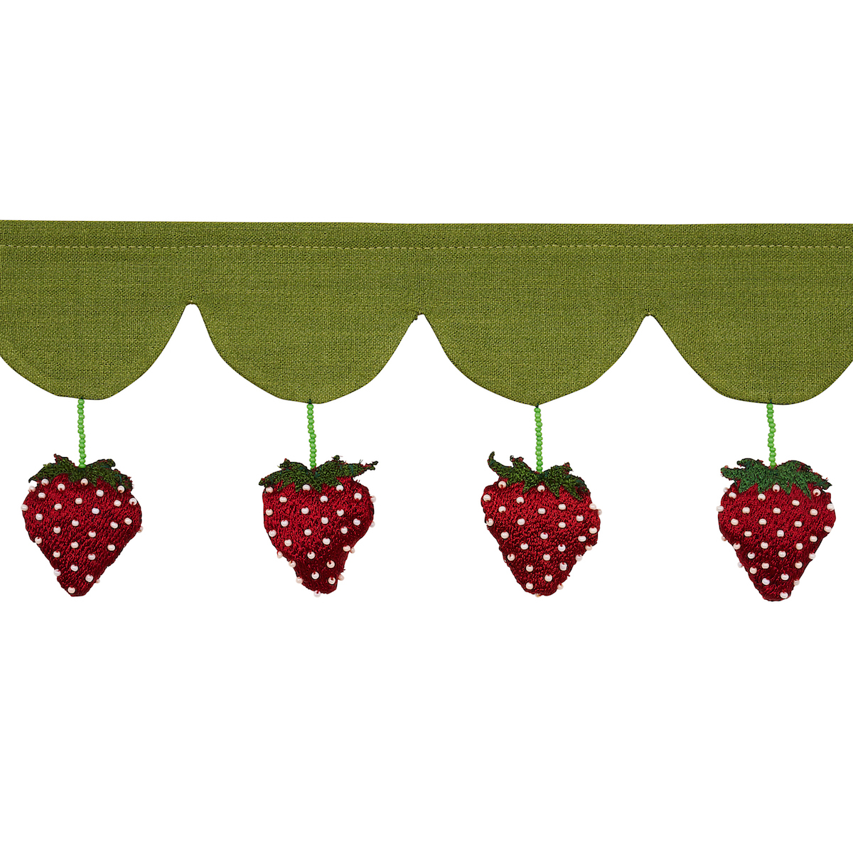 Strawberry Jam Trim - Green Trims | Schumacher