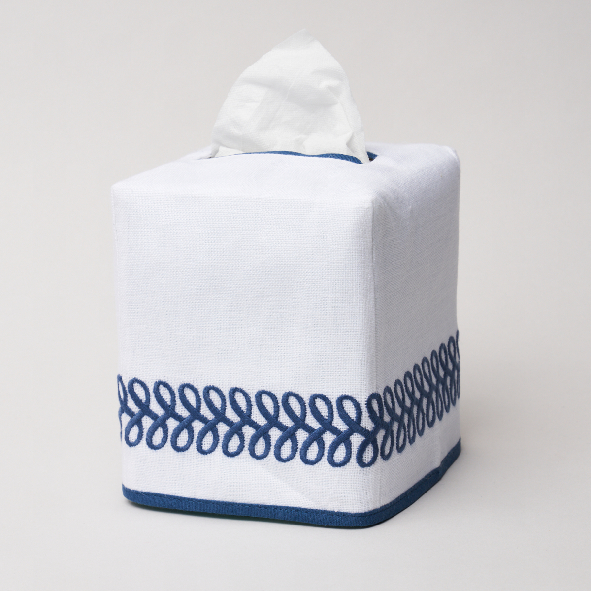 Astor Braid Tissue Box Cover - Indigo Bed & Bath | Schumacher